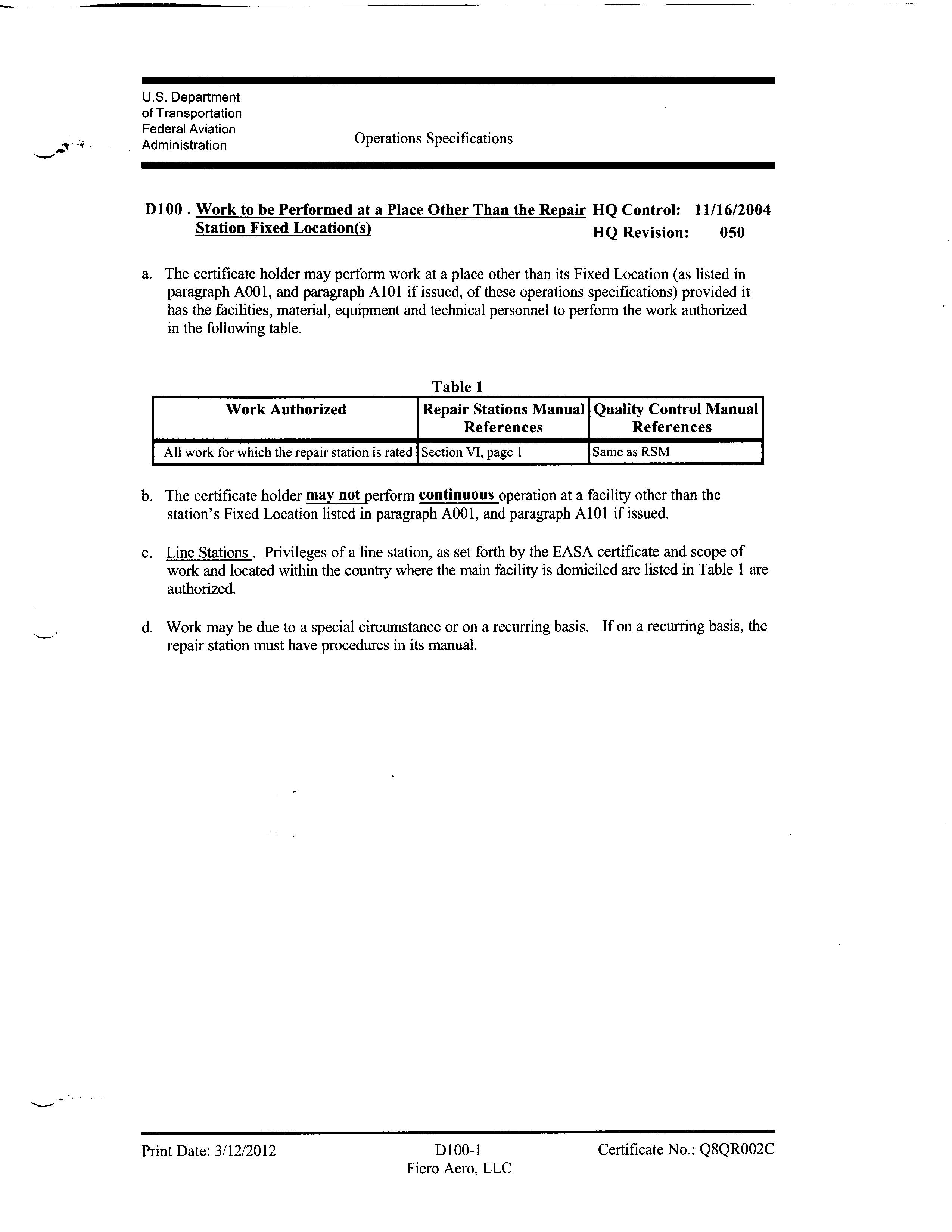 FAA Op Specs